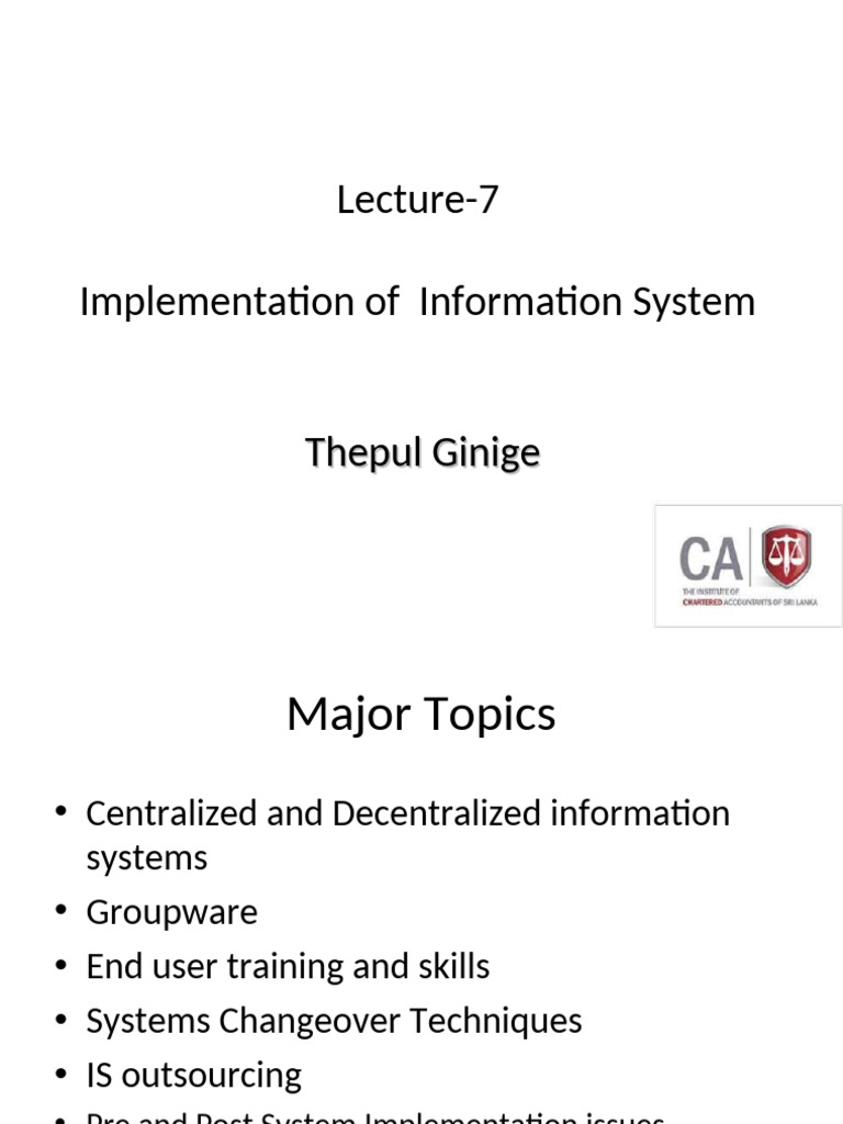 Lect-7-Implementation of Information Systems | PDF | Technology ...