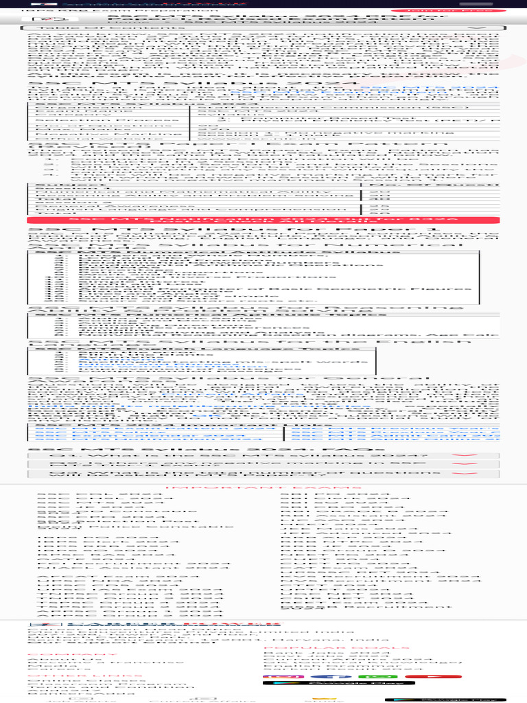 SSC MTS Syllabus 2024 PDF For Paper-I, Revised Exam Pattern | PDF ...