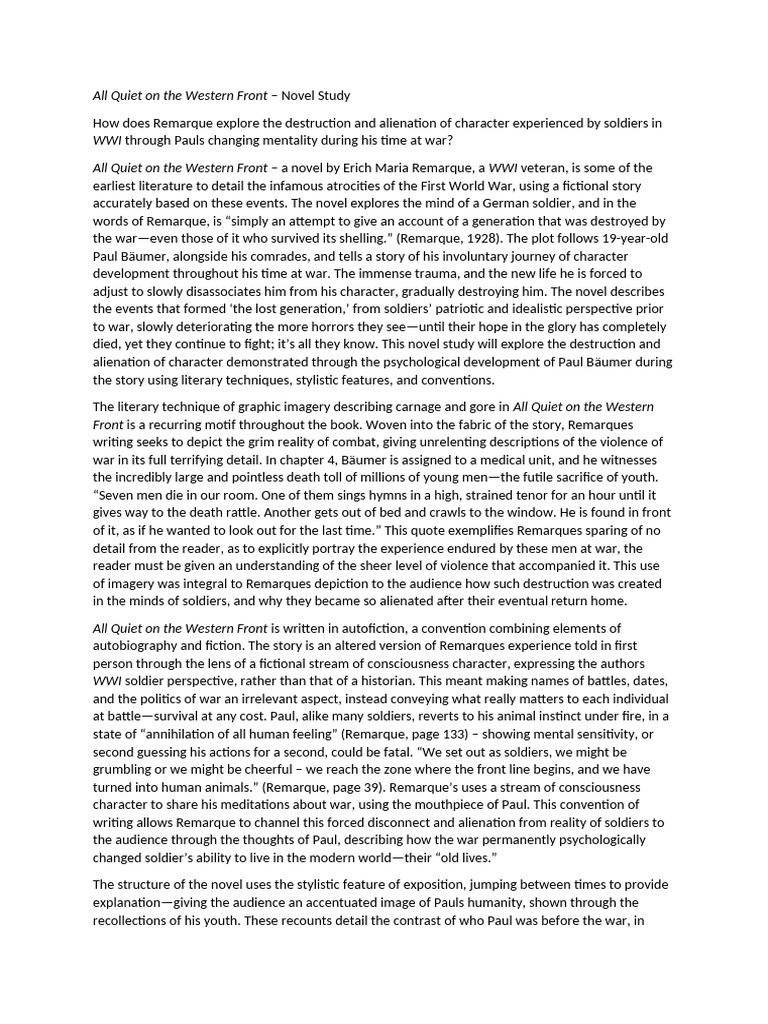 Novel Study a Level Example 1 | PDF