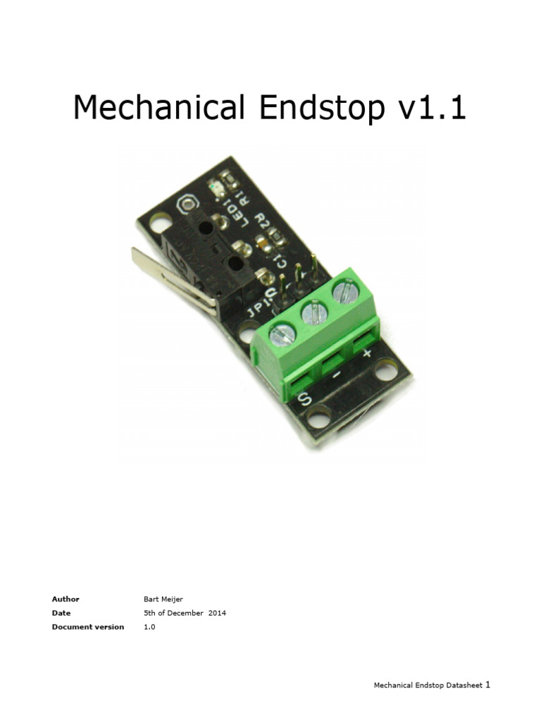 Mechanical Endstop Datasheet v1.1 | PDF | Manufactured Goods | Computer ...