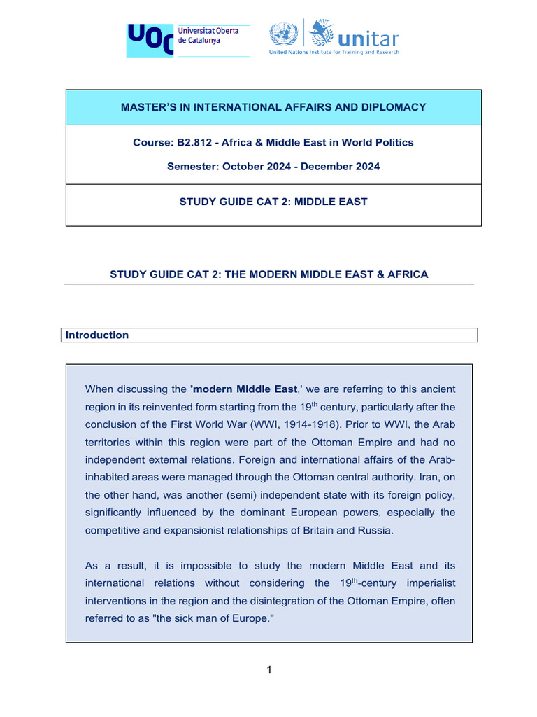 STUDY GUIDE CAT 2 - Middle East-2 | PDF | Ottoman Empire | British Empire