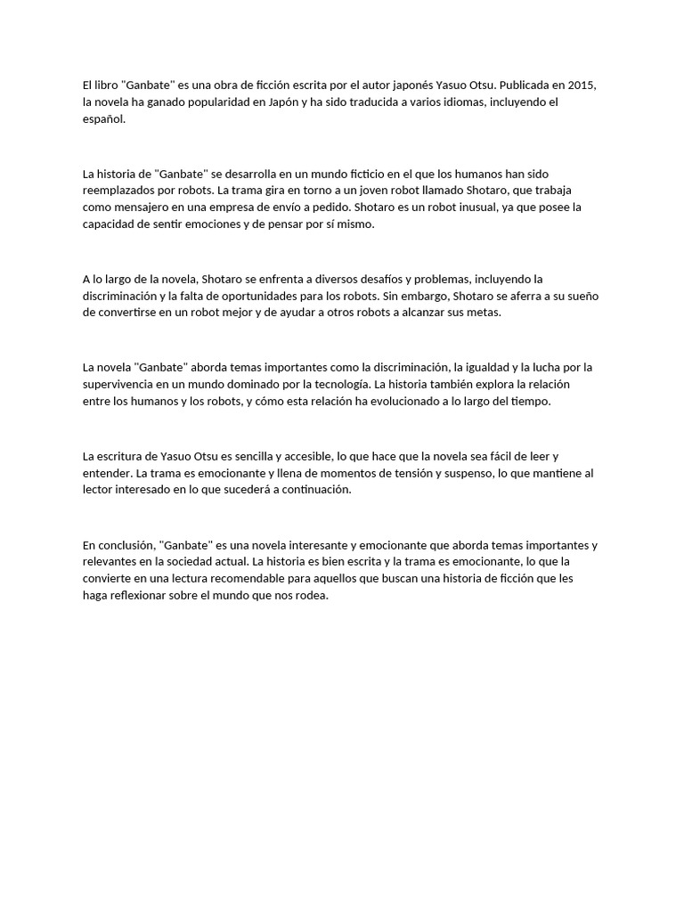 Ensayo Del Libro Gambate | PDF | Ficción general