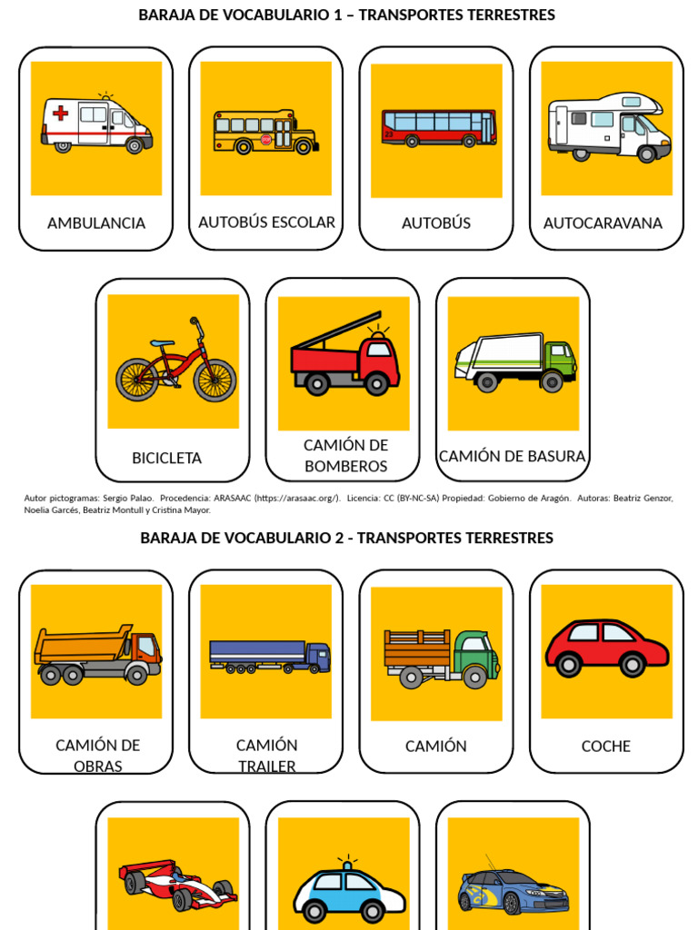 03 Tarjetas de Vocabulario Los Transportes Terrestres | PDF ...
