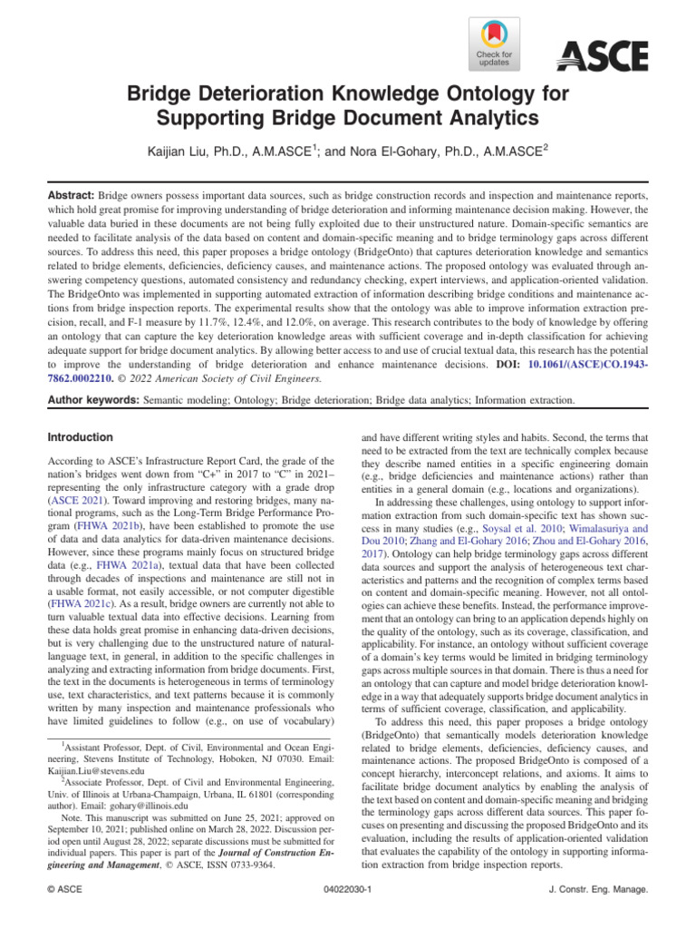 Bridge Deterioration Knowledge Ontology Forsupporting Bridge Document Analytics | PDF | Ontology ...