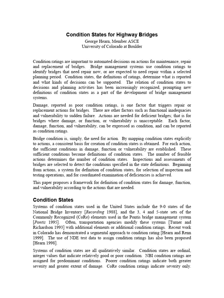 Condition States For Highway Bridges | PDF | Function (Mathematics ...