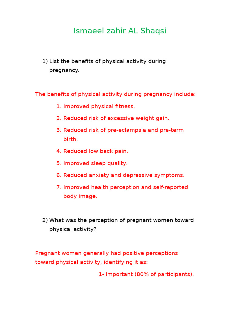 Life Span Week 7 Ismaeel Zahir | PDF | Pregnancy | Physical Fitness