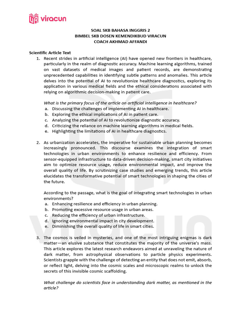 Soal SKB Bahasa Inggris 2 | PDF | Artificial Intelligence | Intelligence (AI) & Semantics