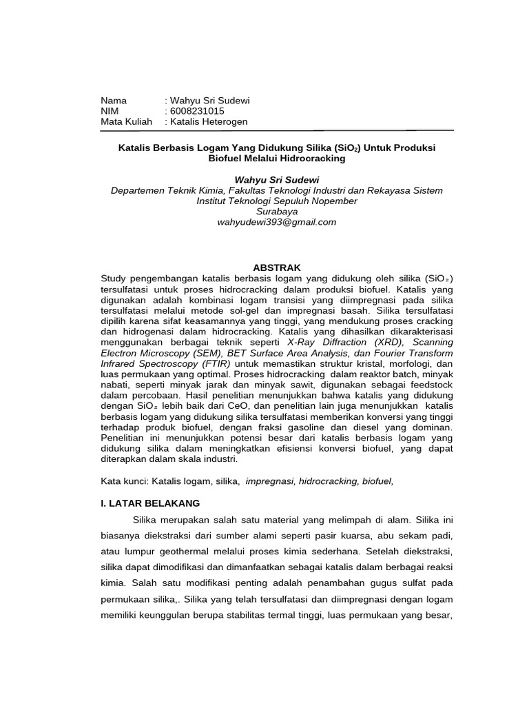 Tugas 1 (Review Jurnal Katalis) Baru | PDF