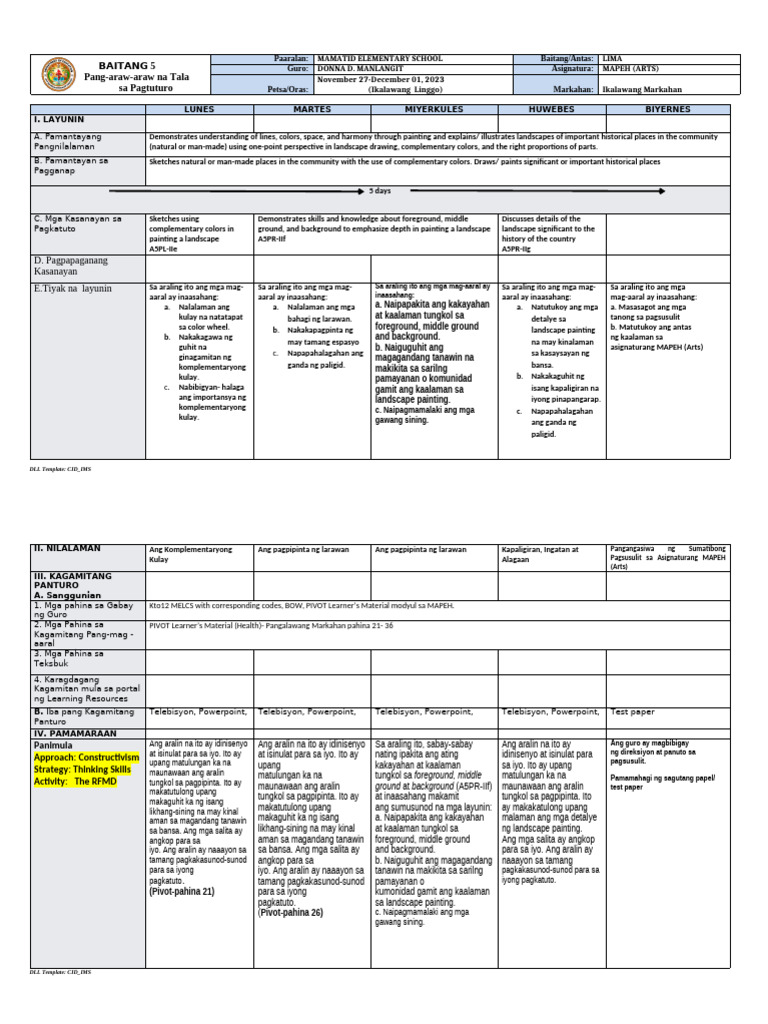 Manlangitdll Arts q2 w4 | PDF