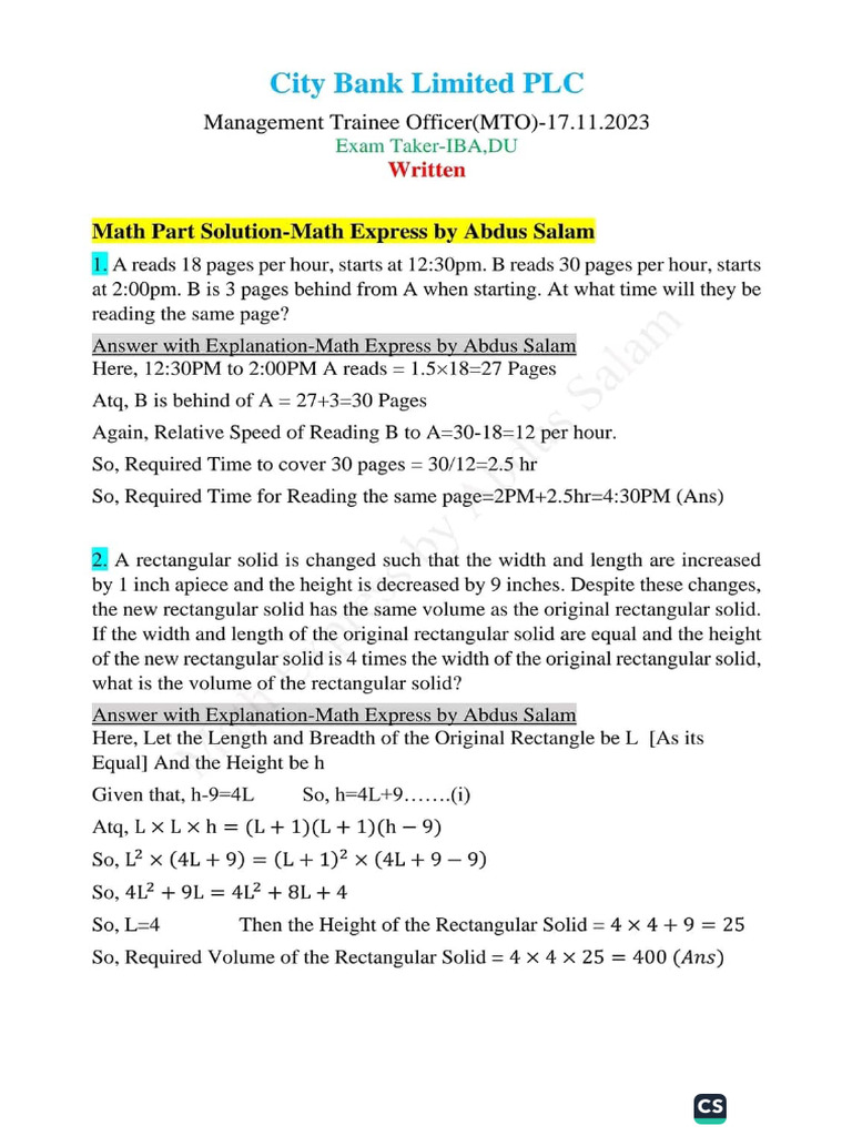 math Express IBA | PDF