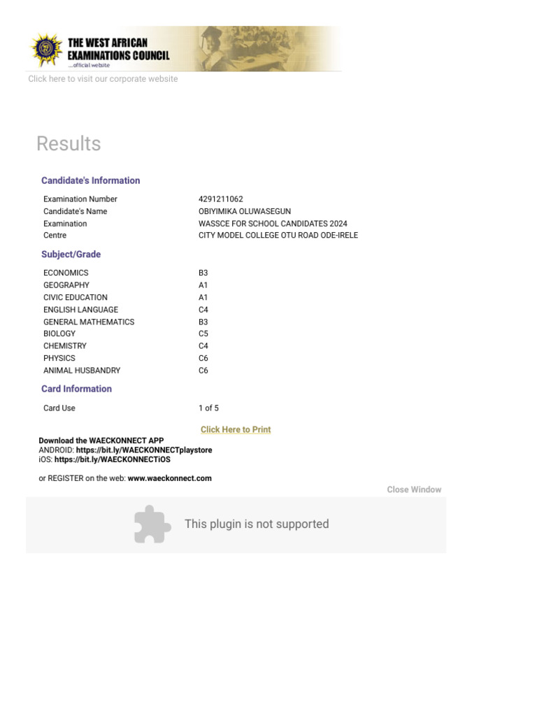 Waecdirect Online - Results (1) | PDF