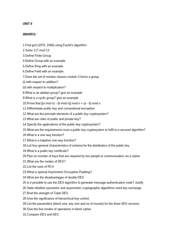 Unit Ii | PDF | Public Key Cryptography | Cryptography