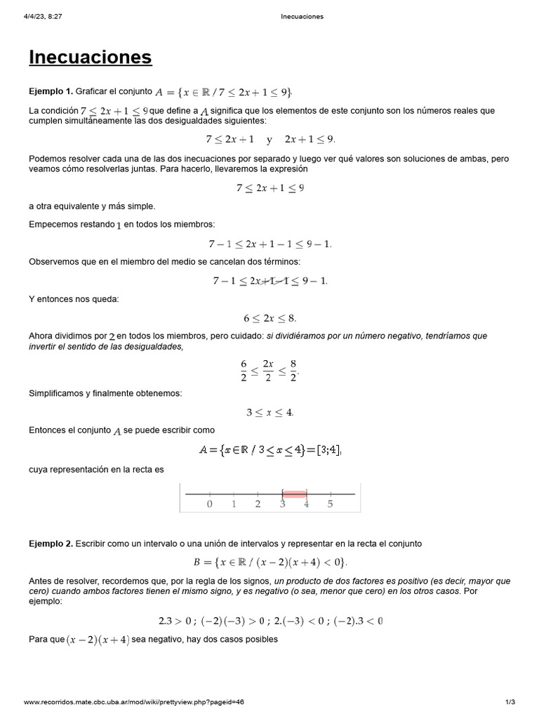 Inecuaciones | PDF | Desigualdad (Matemáticas) | Análisis matemático