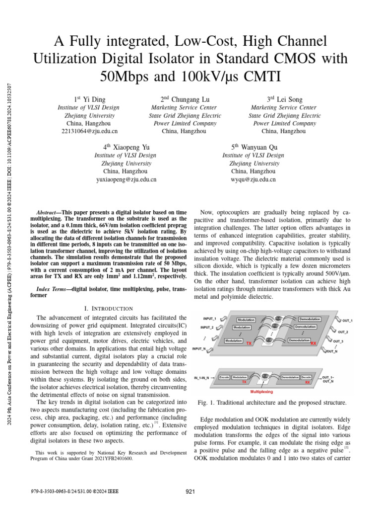 A Fully Integrated Low-Cost High Channel Utilization Digital Isolator ...
