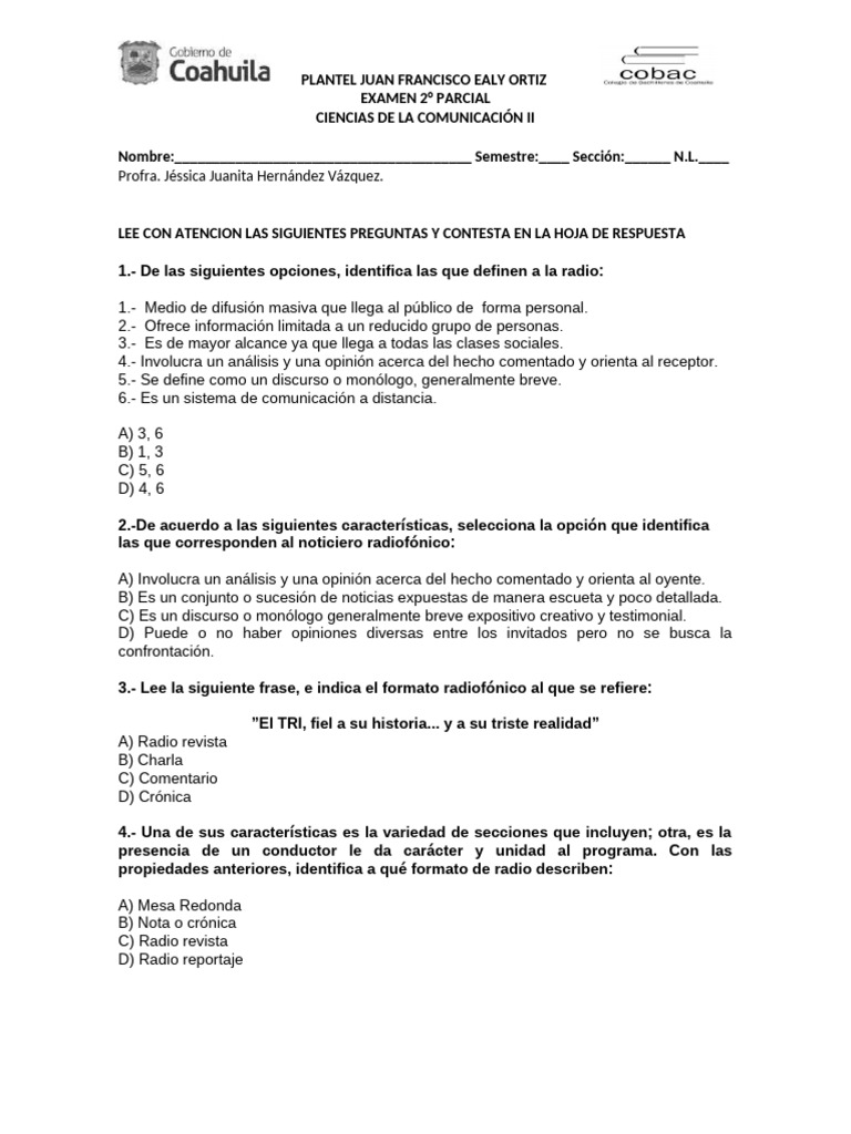 EXAMEN CIENCIAS DE LA COMUNICACION II- 2do PARCIAL | PDF | Radiodifusión