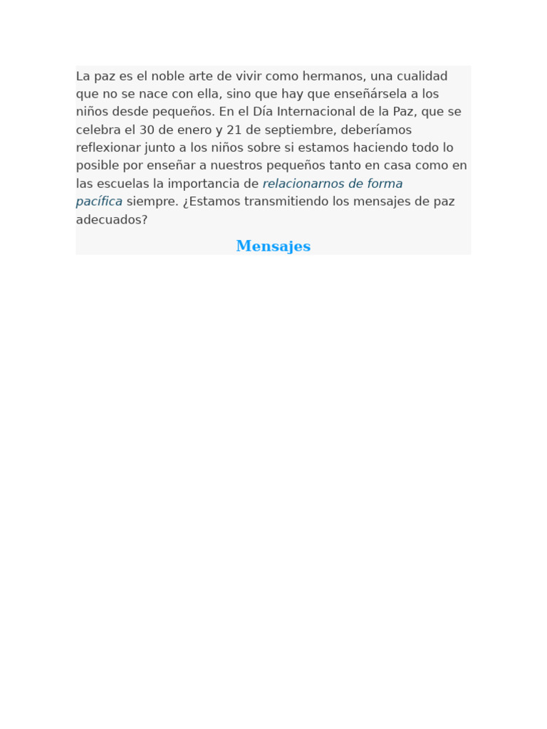 Mensajes: Relacionarnos de Forma Pacífica | PDF | Relaciones personales ...