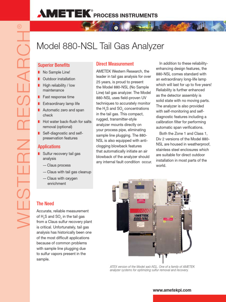AMETEK 880 Tail Gas Analyzer6 | PDF | Sulfur Dioxide | Valve