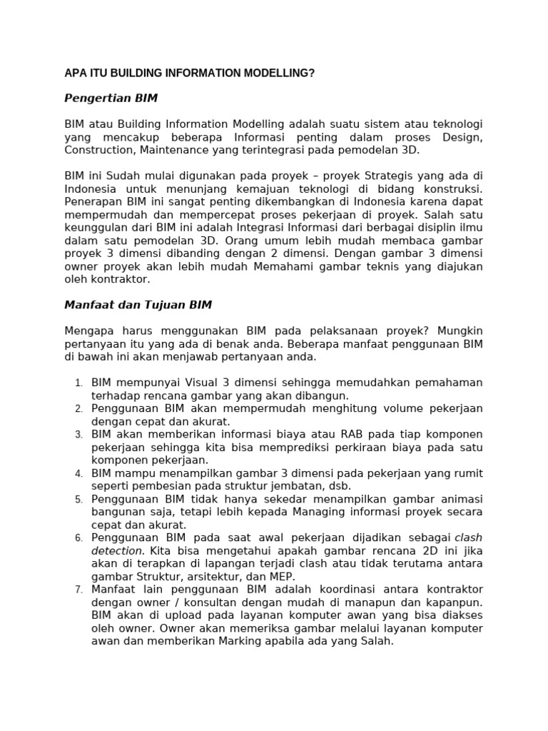 Apa Itu Building Information Modelling | PDF