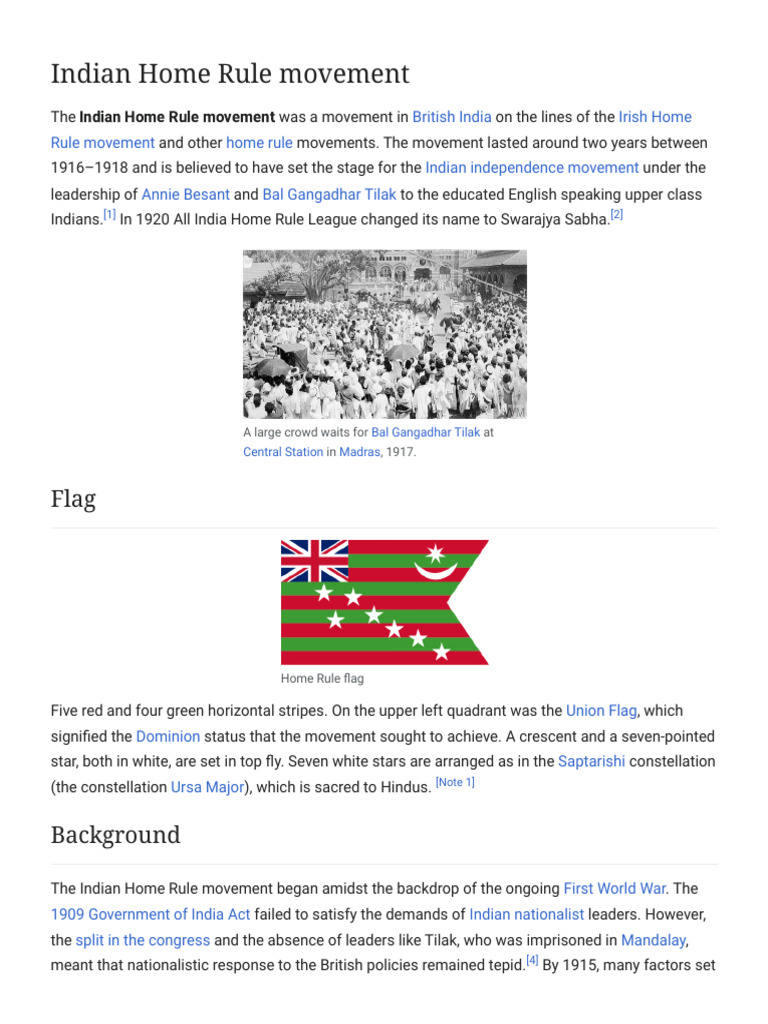 Indian Home Rule Movement - Wikipedia | PDF | Bangladesh–United Kingdom ...