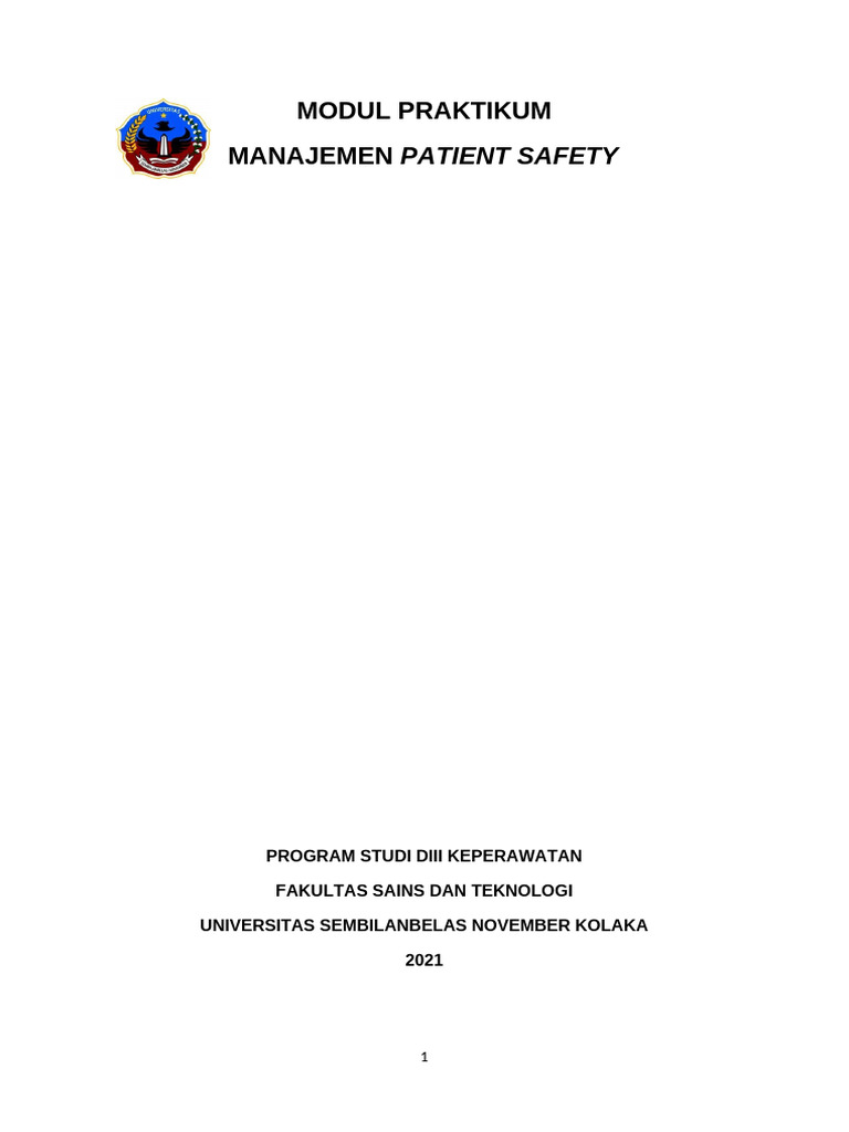 Modul Praktikum Manajemen Patient Safety | PDF