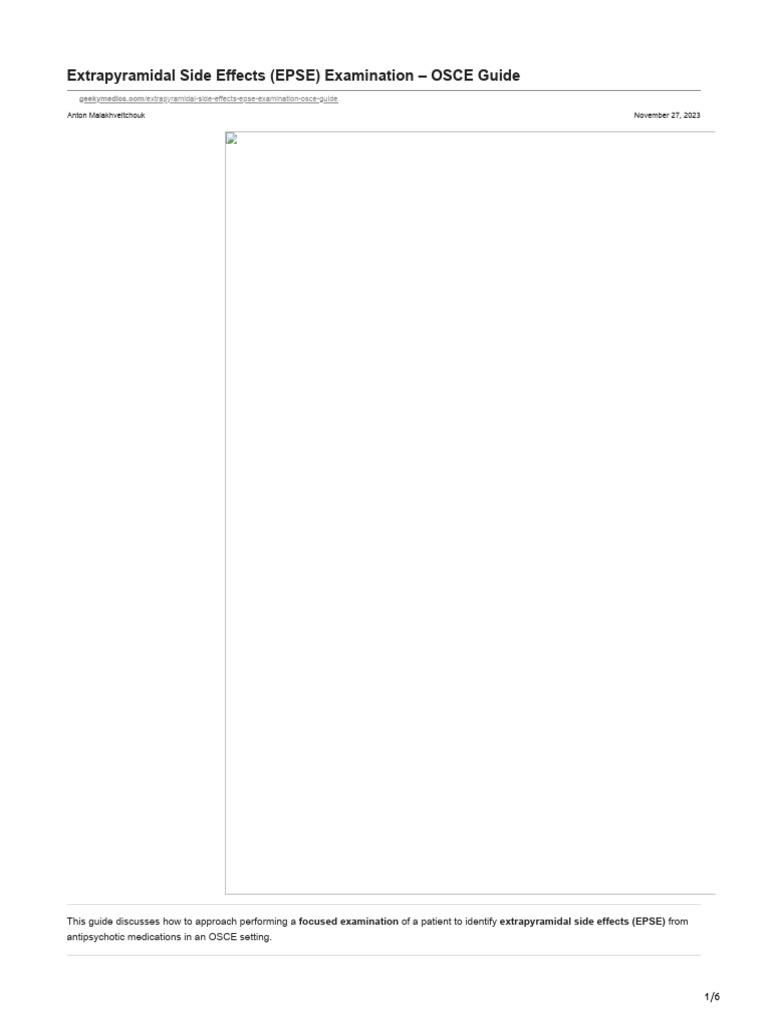 Extrapyramidal Side Effects EPSE Examination OSCE Guide | PDF ...