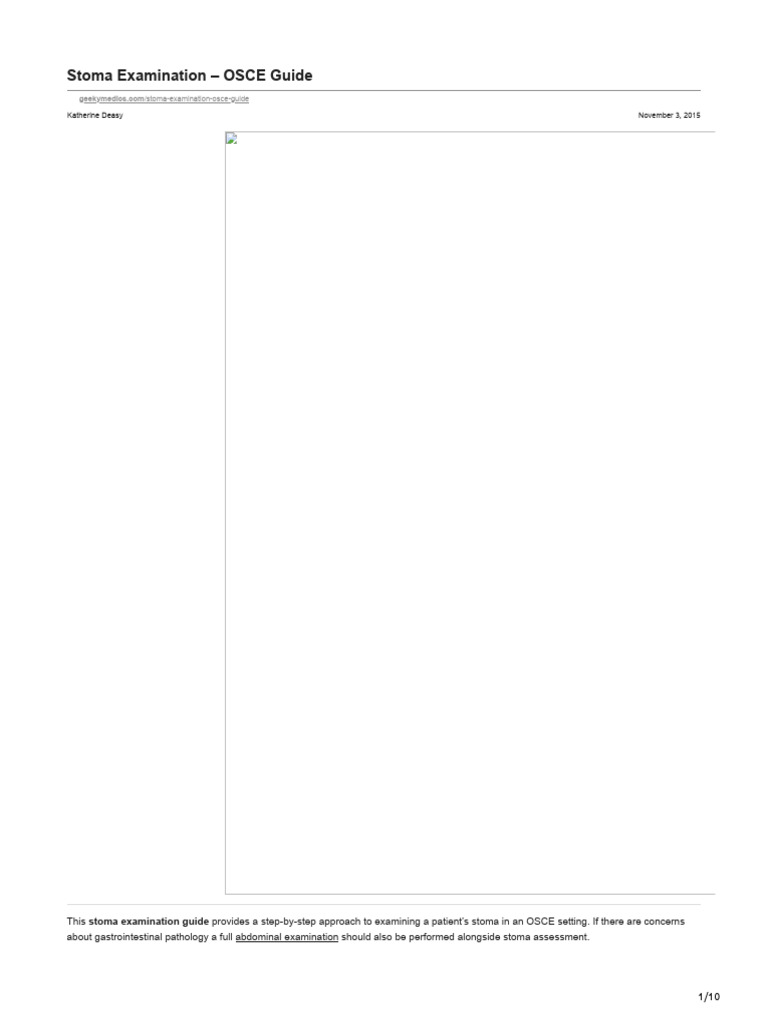 Stoma Examination OSCE Guide | PDF | Abdomen | Ischemia