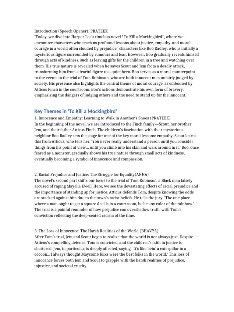 Key Themes in To Kill a Mockingbird | PDF | To Kill A Mockingbird