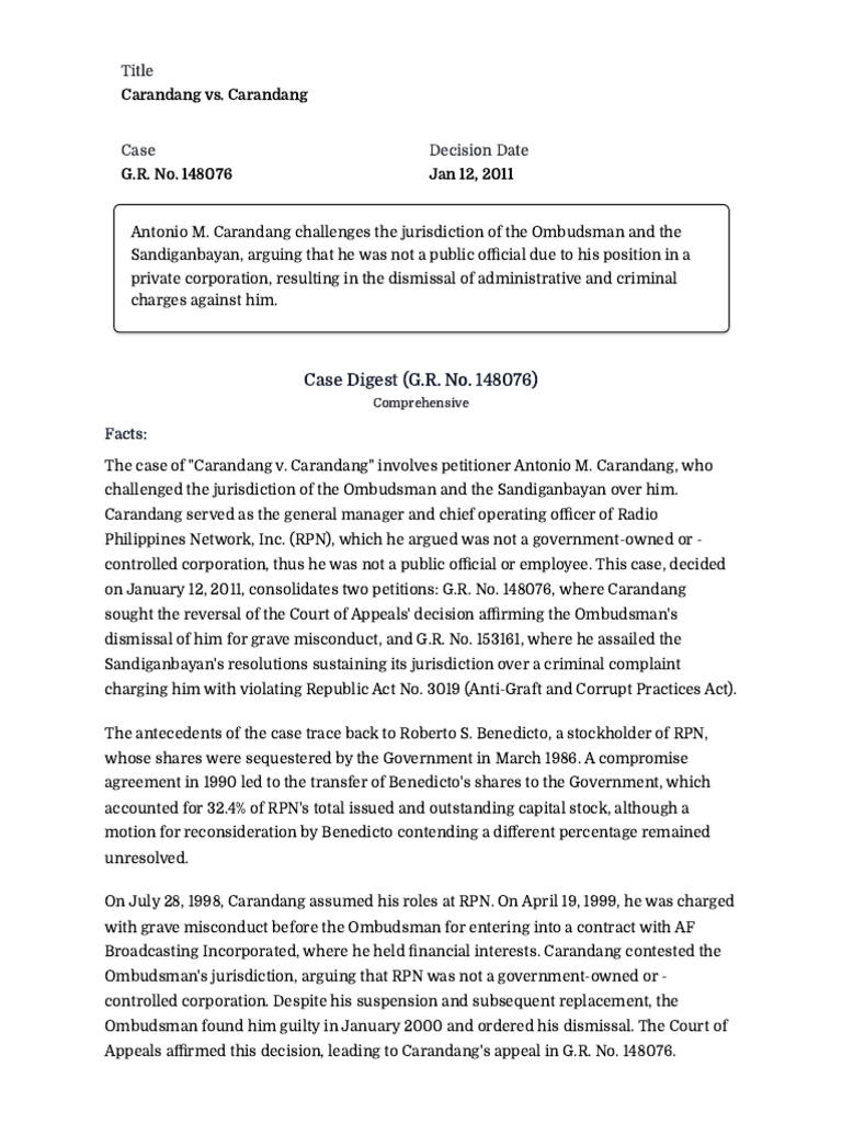 Carandang Jurisdiction Case Ruling | PDF | Appeal | Corporations