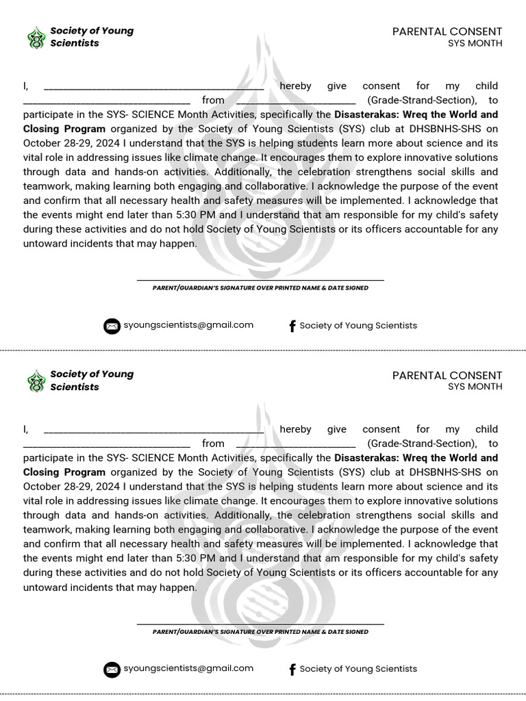 DISASTEREAKAS-CLOSING-PROG-PARENTS-CONSENT | PDF | Social Psychology