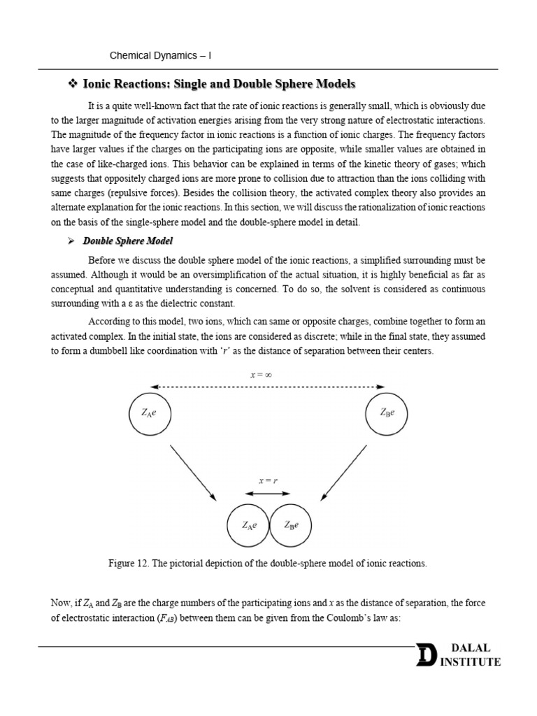 ATOPCV1 3 7 Ionic Reactions Single and Double Sphere Models | PDF ...