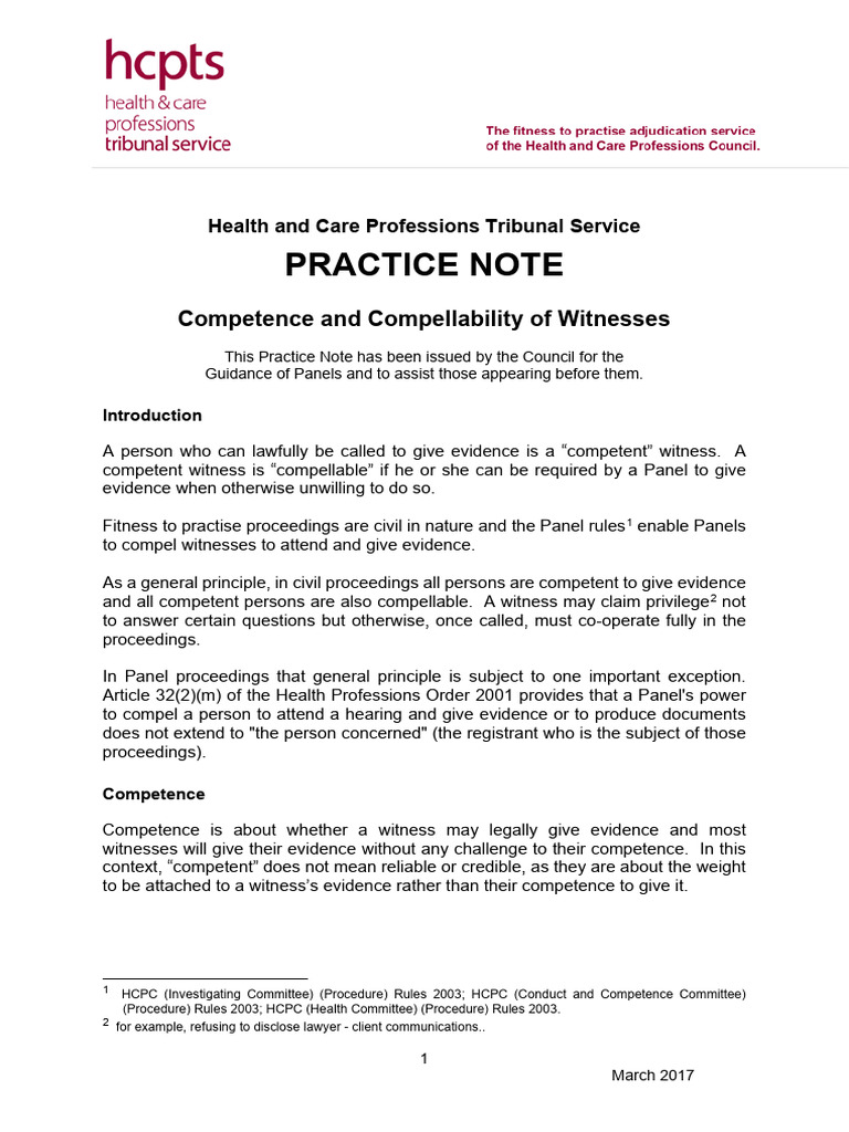 Competence and Compellability | PDF | Witness | Evidence