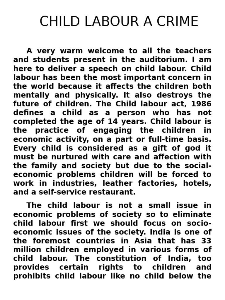 Child Labour A Crime | PDF
