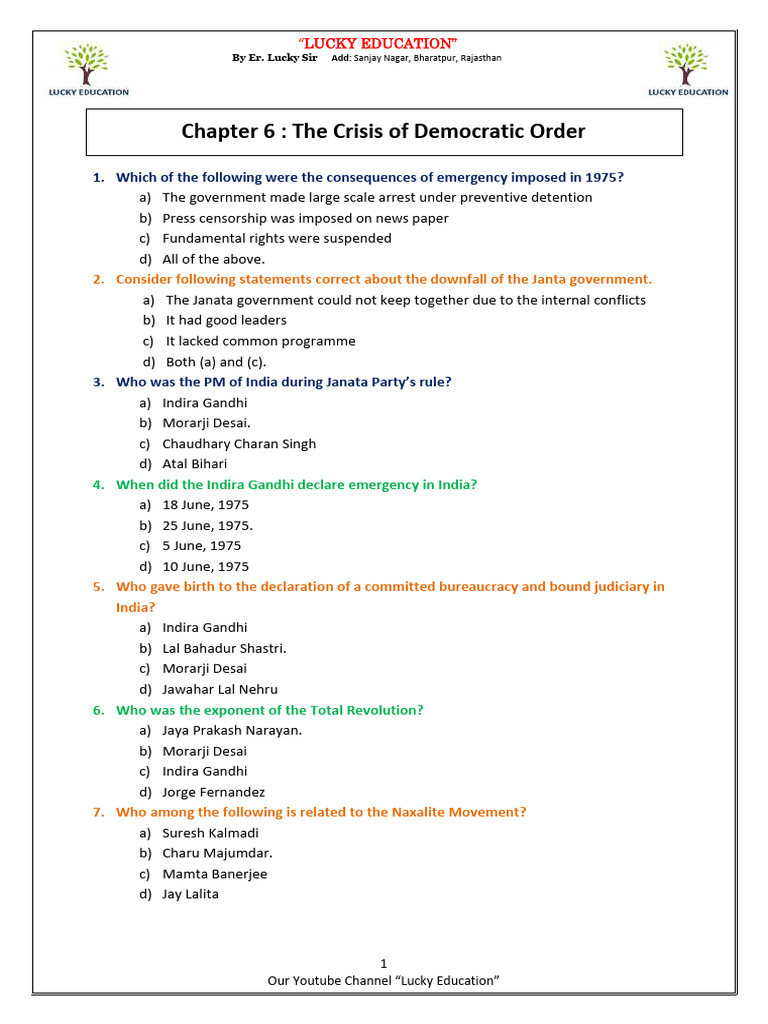 The Crisis of Democratic Order | PDF | Government Of India | Government