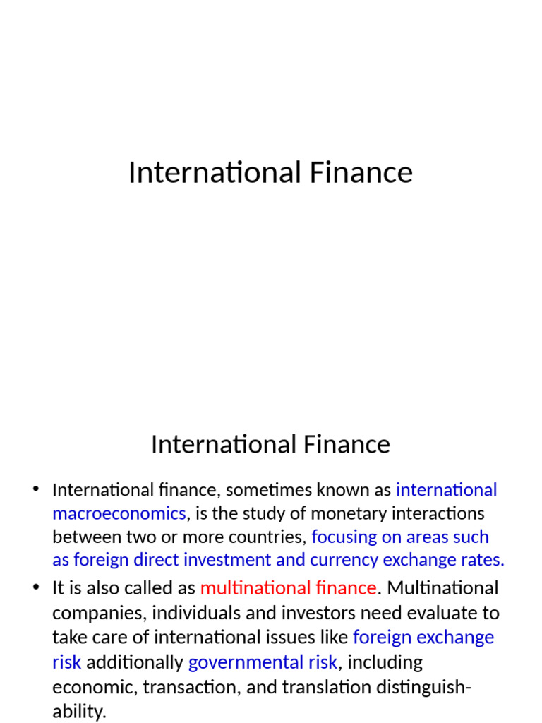 Overview of International Finance Concepts | PDF | International ...