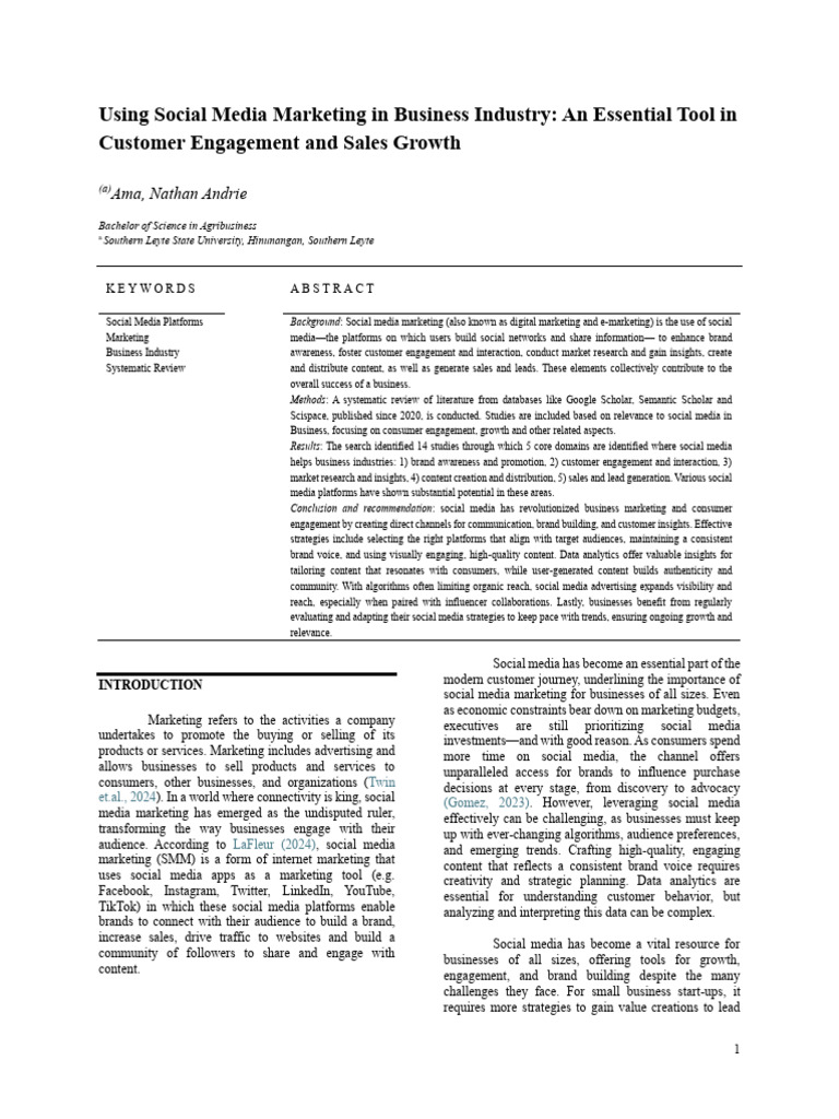 Using Social Media Marketing in Business Industry: An Essential Tool in ... Using Social Media Marketing in Business Industry: An Essential Tool in ...