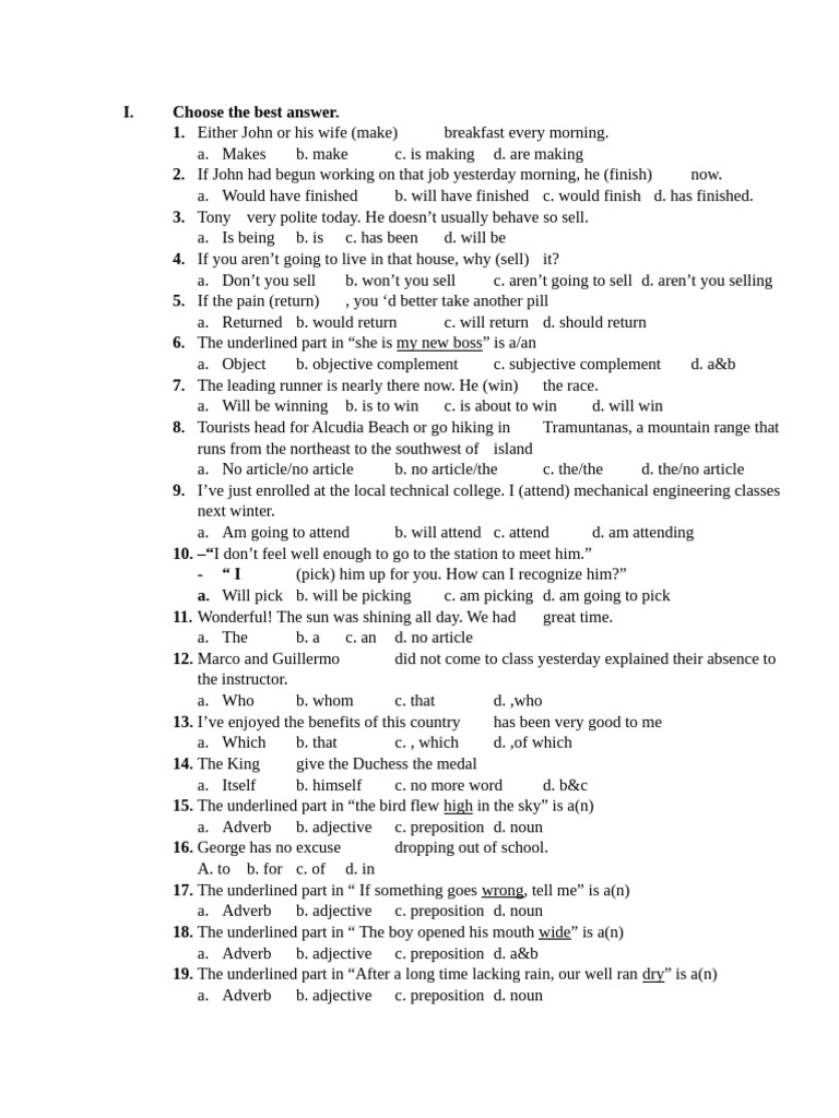 grammar test 1 2024 | PDF | Adverb | Adjective