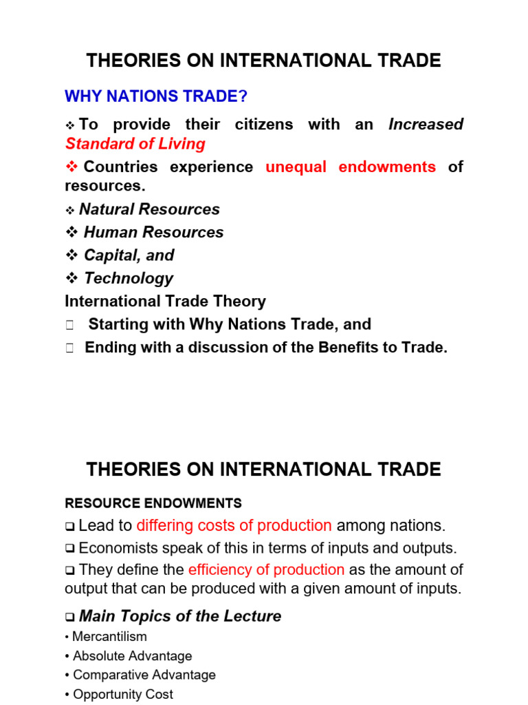 Theory of Trade | PDF | Comparative Advantage | Economics