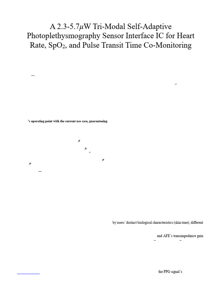 A 2.3-5.7W Tri-Modal Self-Adaptive Photoplethysmography Sensor ...