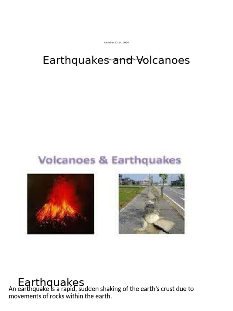 Earthquakes and Volcanoes | PDF | Plate Tectonics | Volcano