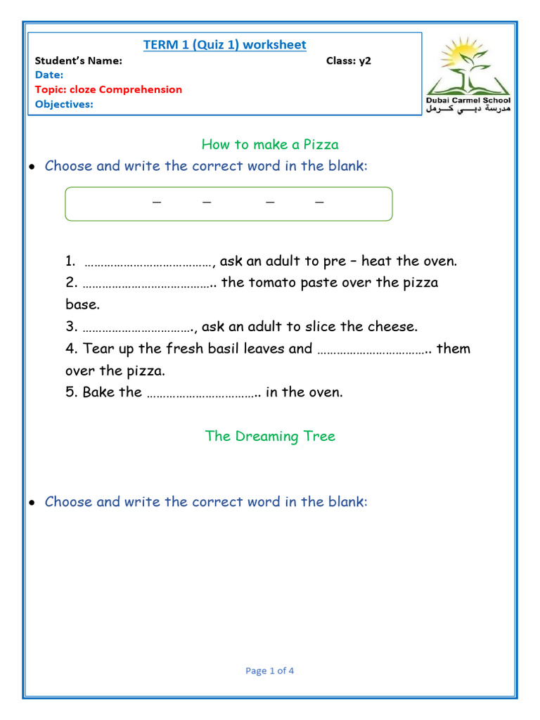 Y2 Quiz Practice Worksheet | PDF | Cooking, Food & Wine | Self-Improvement