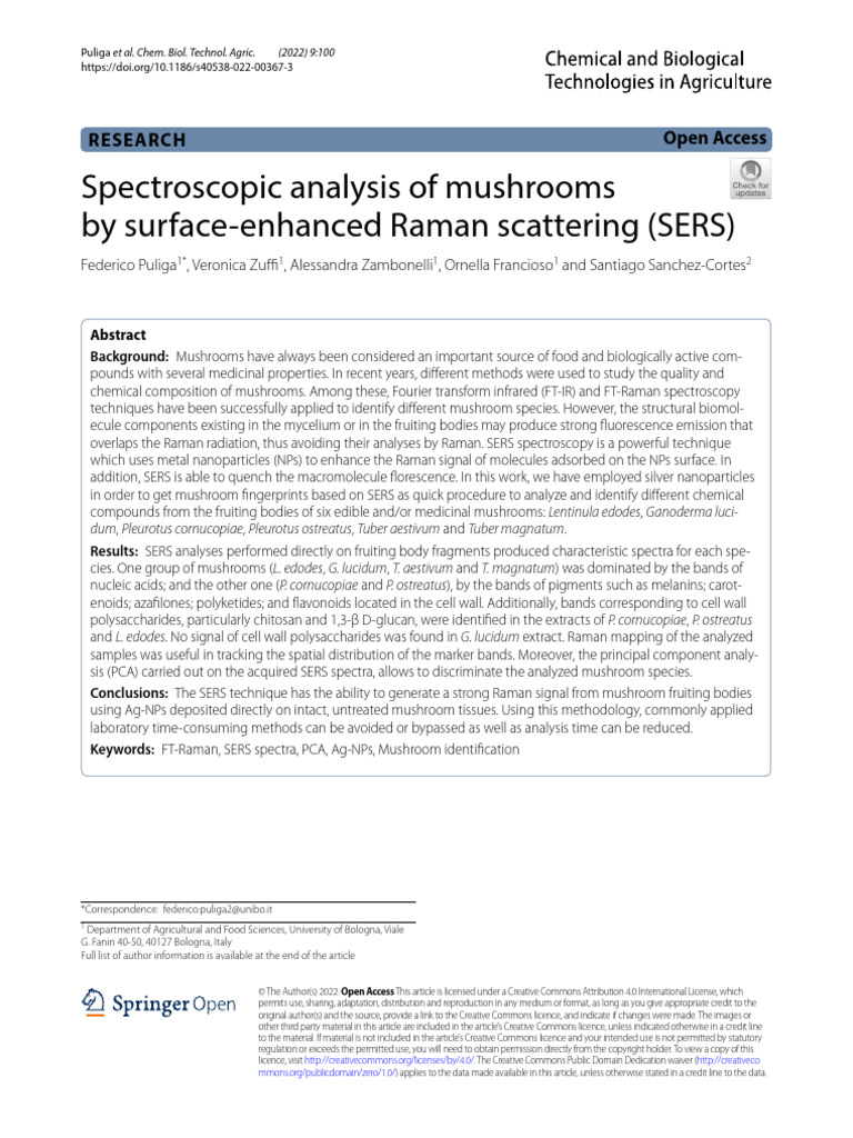 Spectroscopic Analysis of Mushrooms | PDF | Raman Spectroscopy