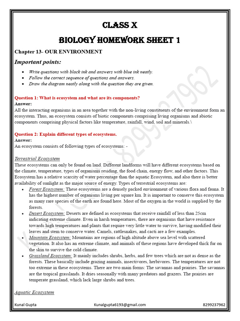 CLASS X BIOLOGY Chapter 13- OUR ENVIRONMENT-HOMEWORK SHEET 1 | PDF ... CLASS X BIOLOGY Chapter 13- OUR ENVIRONMENT-HOMEWORK SHEET 1 | PDF ...