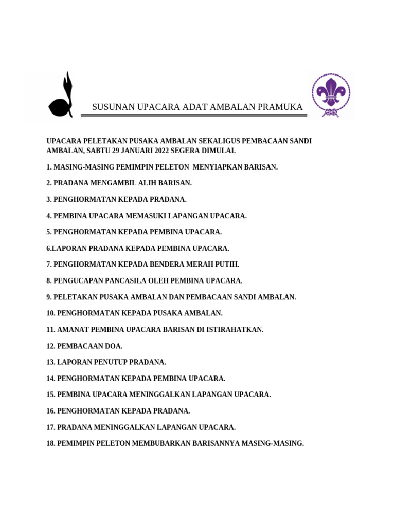 Susunan Upacara Pusaka Ambalan | PDF