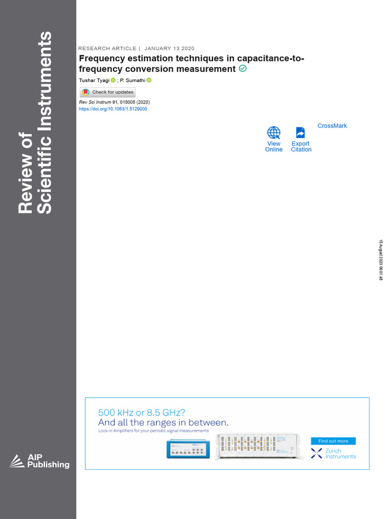 Frequency Estimation Techniques In Capacitance To Frequency Conversion Measurement Pdf
