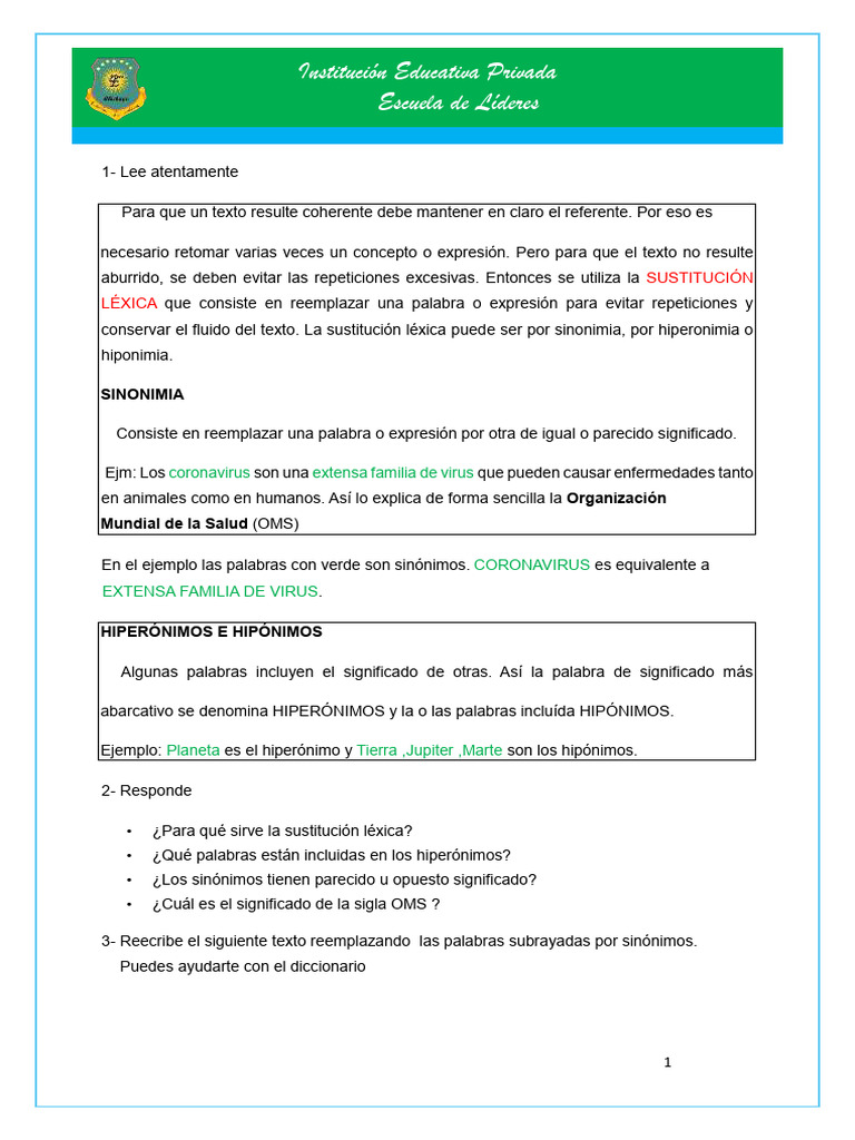 Hipo Hiper 1º | PDF | Palabra