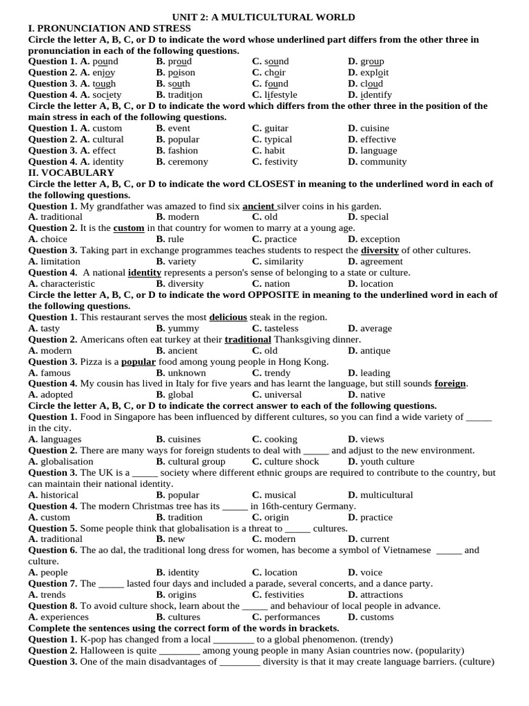 Unit 2 a Multicultural World Wb | PDF | Brazil