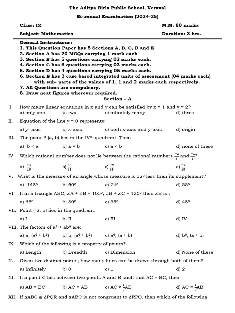 Ix - Sa-I (24-25) | PDF | Cartesian Coordinate System | Applied Mathematics