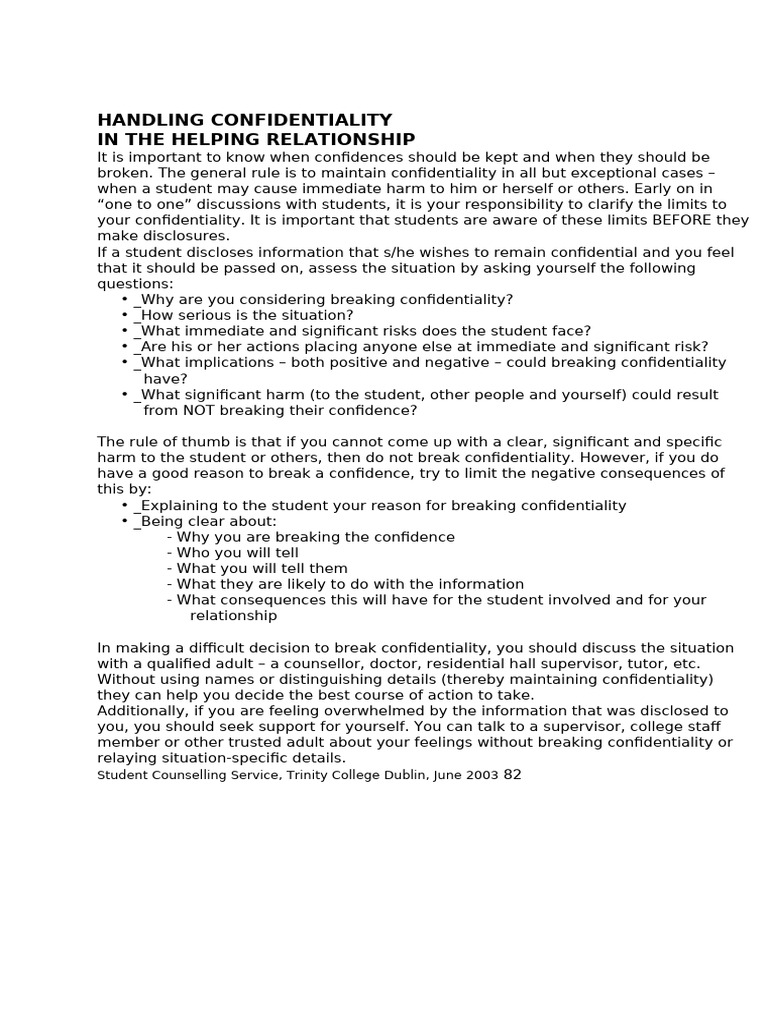 Handling Confidentiality Handout Wip | PDF | Confidentiality | Risk