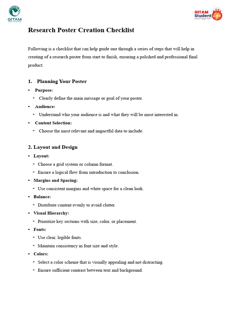 Research Poster Checklist | PDF | Page Layout