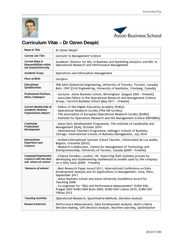 CV Ozren Despic | PDF | Science